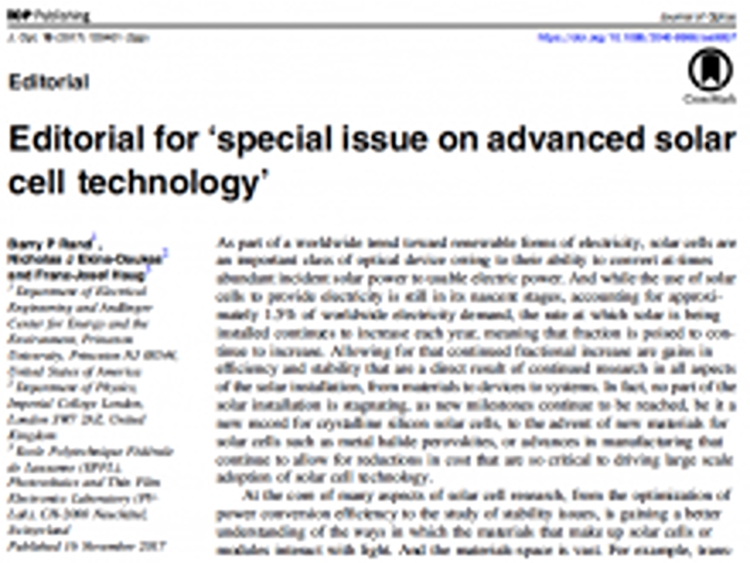 “Editorial for ‘special issue on advanced solar cell technology’,” B.P ...