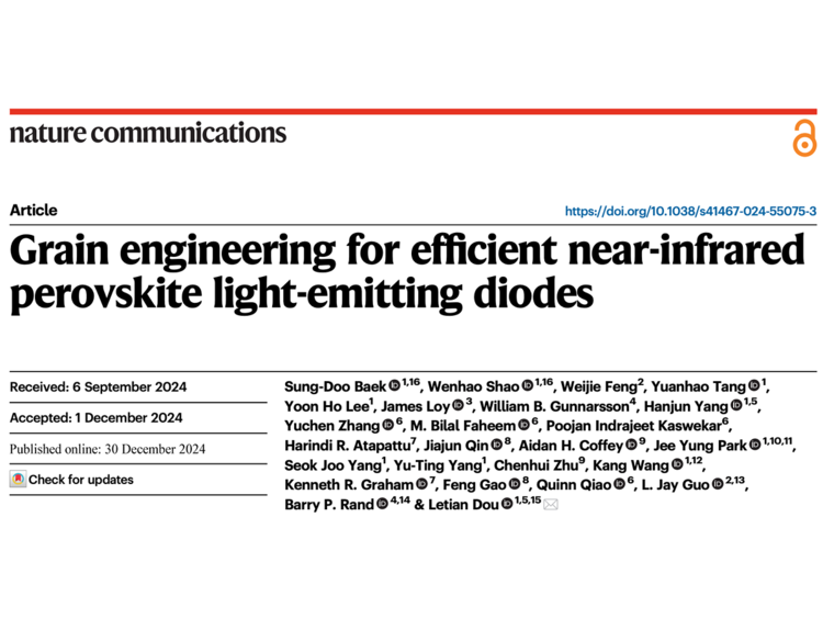 Grain engineering for efficient near-infrared perovskite light-emitting diodes | RandLab